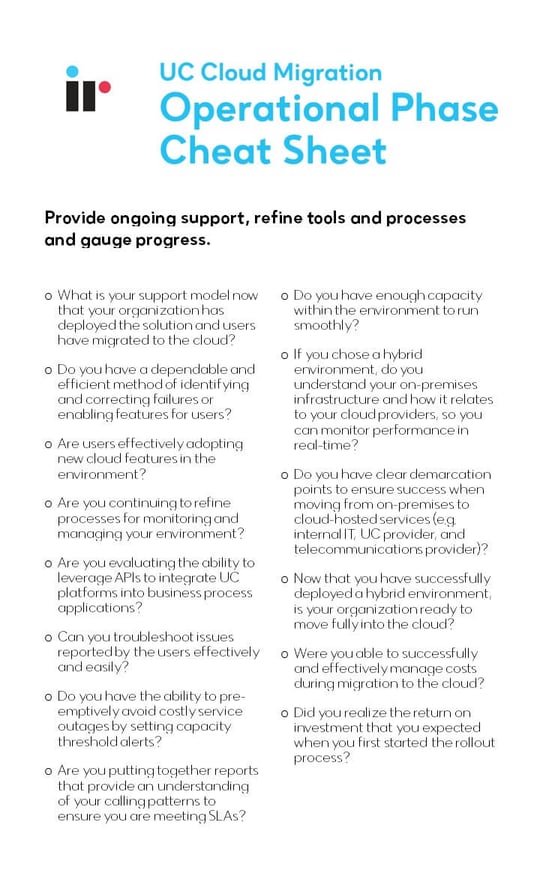 Ultimate Cheat Sheet: Operational Phase of UC Cloud Migration